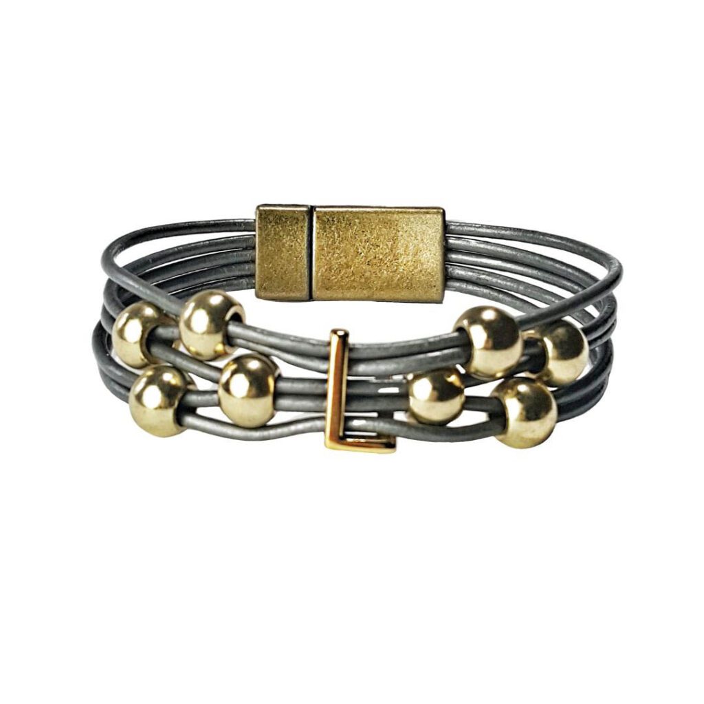 Monogram Initial Leather Bracelet - Letter L - Choice of colors