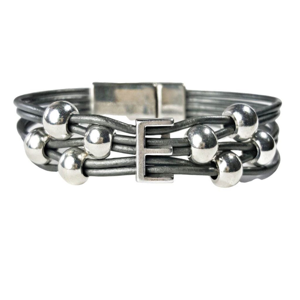 Monogram Initial Leather Bracelet - Letter E - Choice of colors